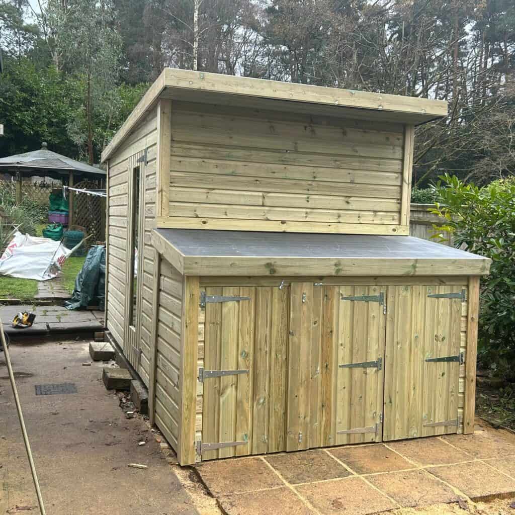 10 x 7 Ultimate Heavy Duty Pent shed with 7 x 3 Bin storage - Midlands ...